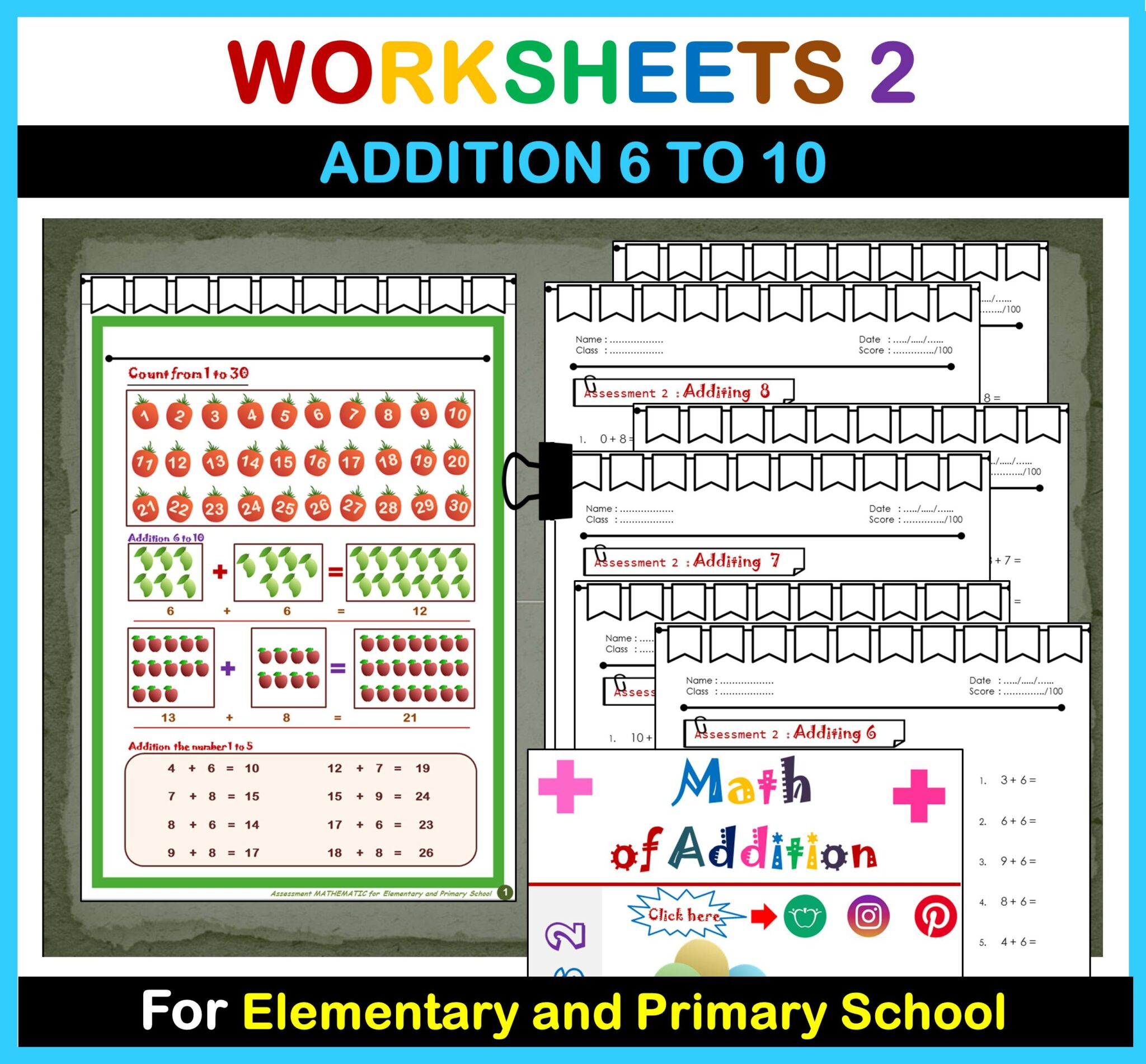 Math Addition Part 1 to 4 BUNDLES – Math Addition Worksheets – Addition ...