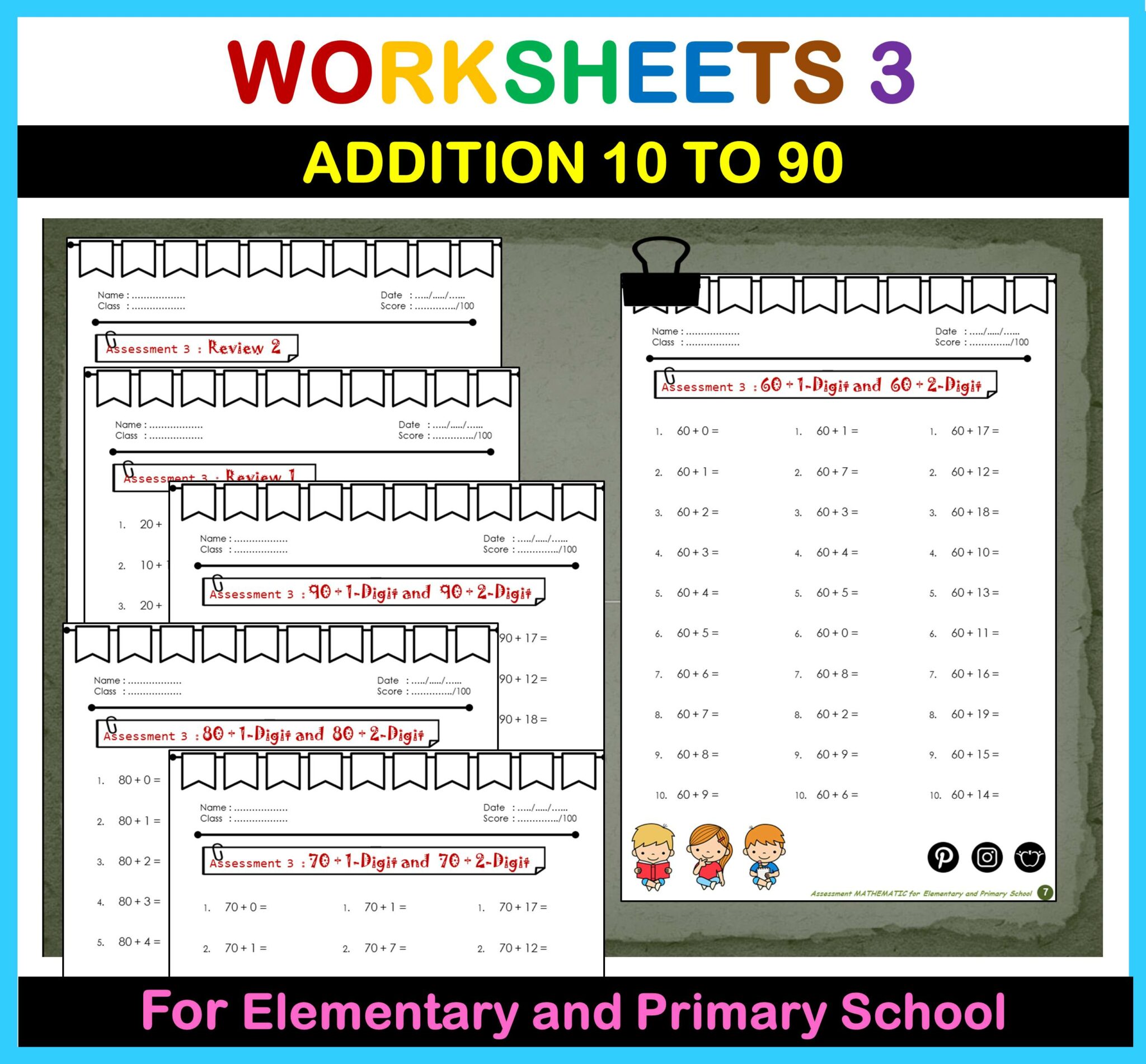 Adding With 10 to 90 – Math Addition Worksheets – Addition Word ...