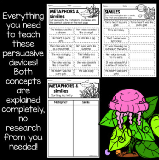 Metaphors and Similies Worksheets | Made By Teachers