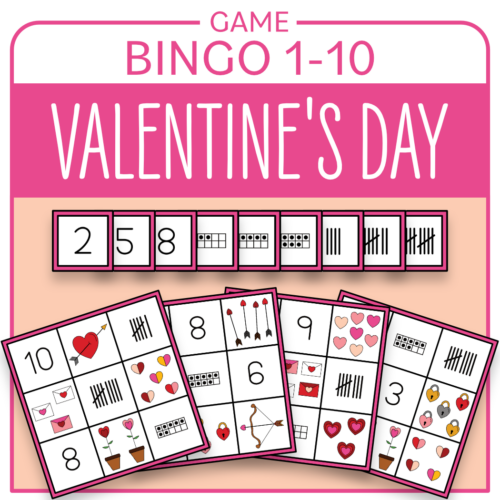 Valentine's Day Bingo - Game Counting 1-10 - Numbers, Ten Frames and ...