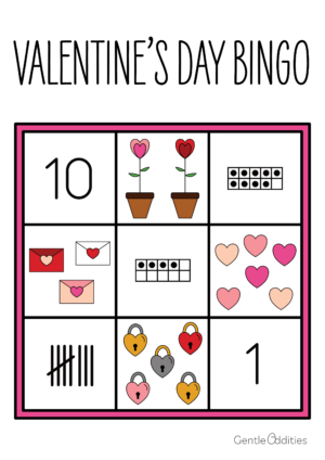 Valentine's Day Bingo - Game Counting 1-10 - Numbers, Ten Frames and ...