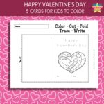 Valentine's Day Coloring Cards - Color - Trace - Cut | Made By Teachers