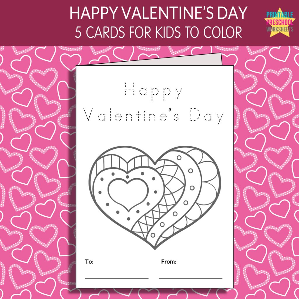 Valentine's Day Coloring Cards - Color - Trace - Cut | Made By Teachers