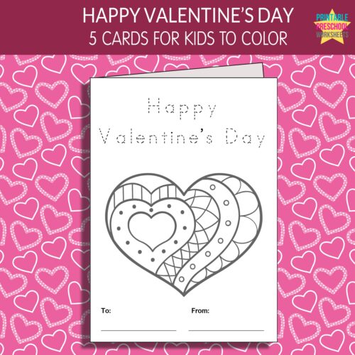 Valentine's Day Coloring Cards - Color - Trace - Cut | Made By Teachers