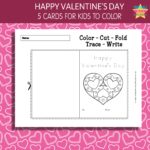 Valentine's Day Coloring Cards - Color - Trace - Cut | Made By Teachers