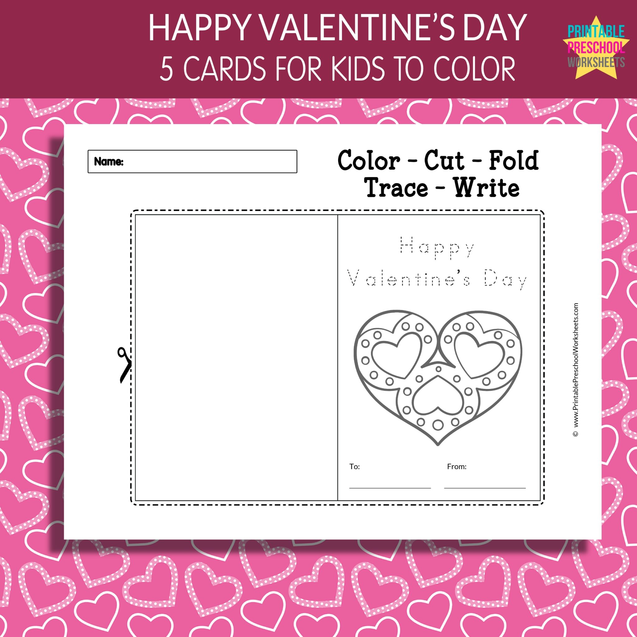 Valentine's Day Coloring Cards - Color - Trace - Cut | Made By Teachers