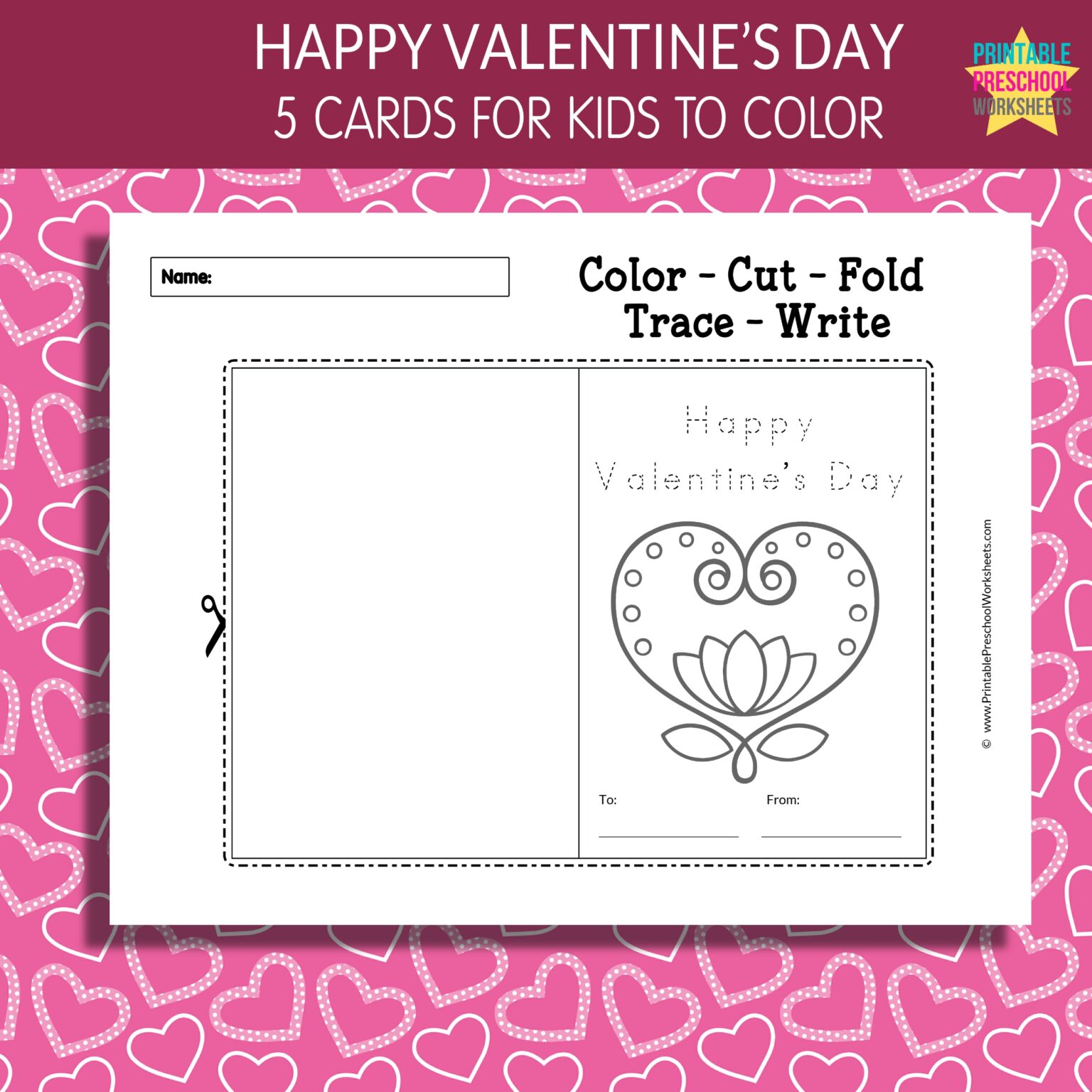 Valentine's Day Coloring Cards - Color - Trace - Cut | Made By Teachers