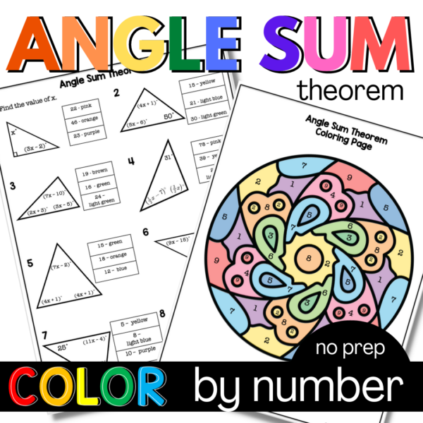 Geometry Angle Sum Theorem Coloring Activity | Made By Teachers