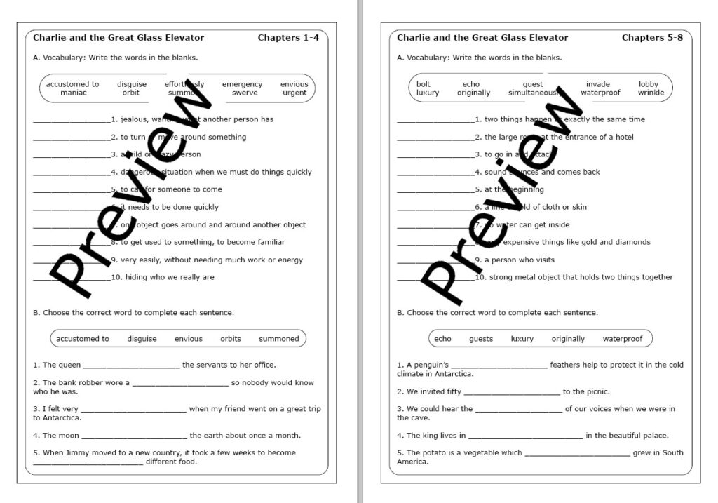 Roald Dahl "Charlie and the Great Glass Elevator" worksheets | Made By ...