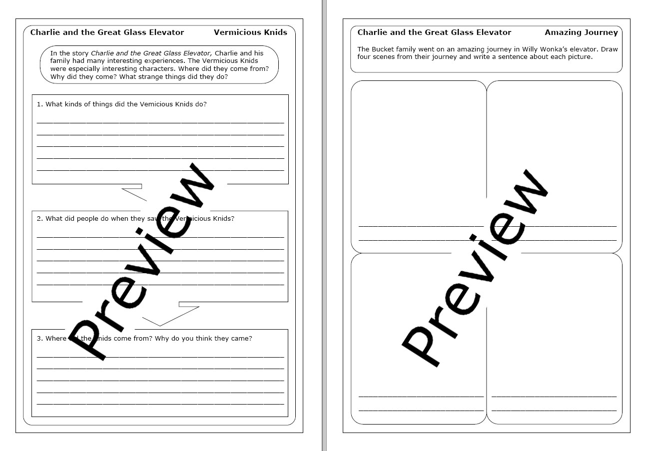 Roald Dahl "Charlie and the Great Glass Elevator" worksheets | Made By ...