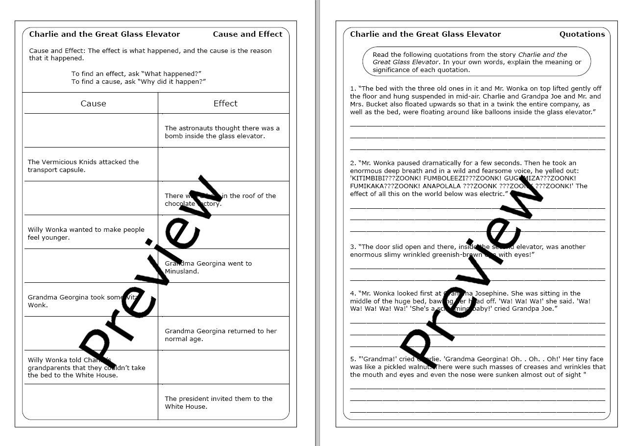 Roald Dahl "Charlie and the Great Glass Elevator" worksheets | Made By ...