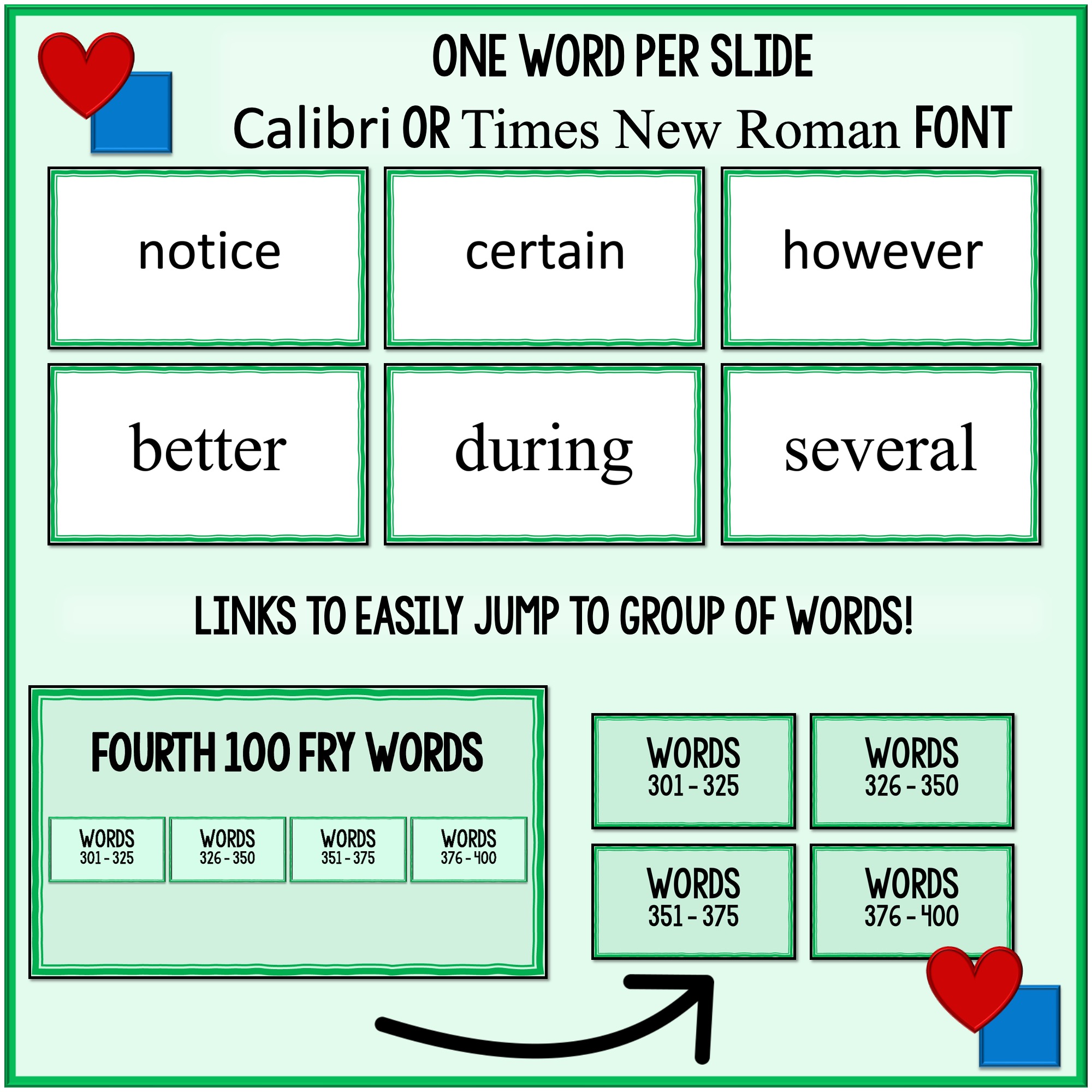 Fry Fourth Hundred Heart Word-Code As You Go - PowerPoint™ & Google ...