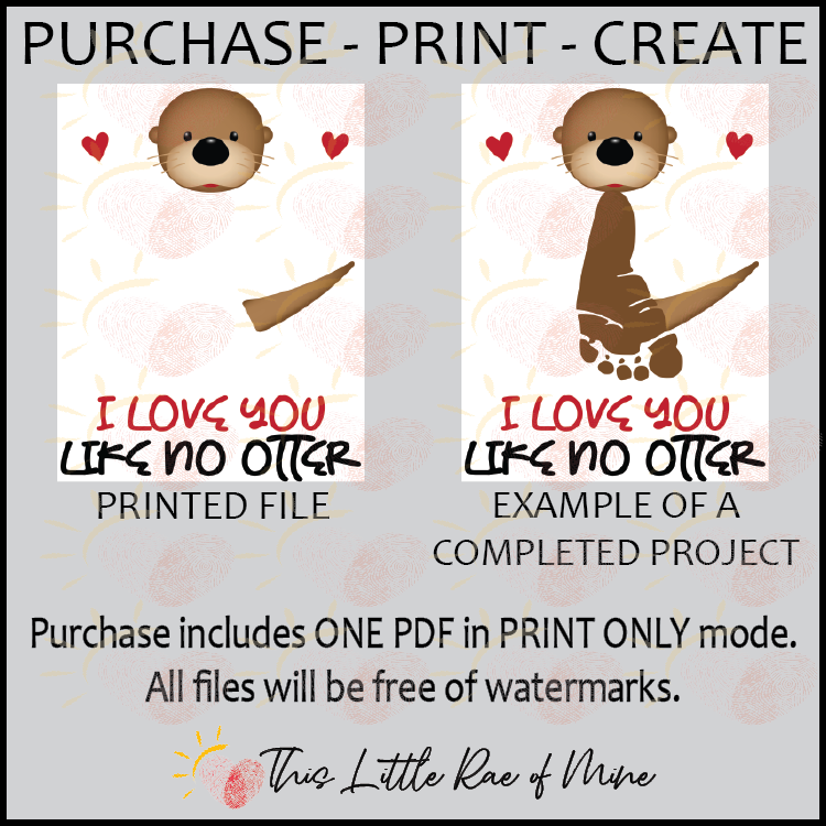 I love you like no otter - Valentine's Day - printable - Handprint art ...