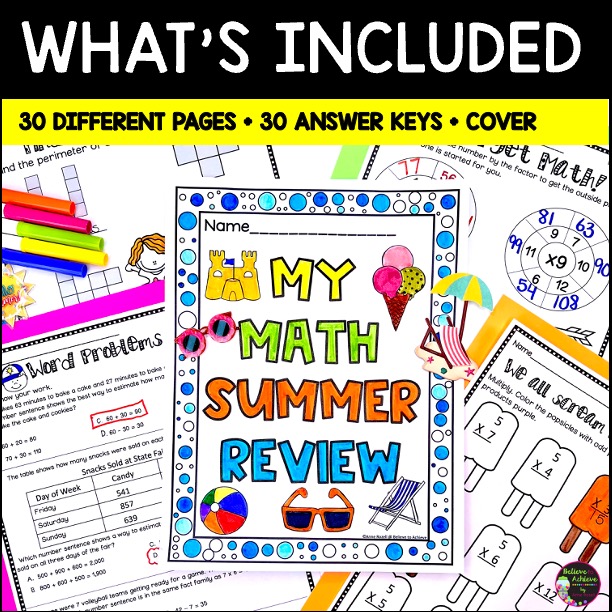 3rd Grade Math Summer Review | Math Review Packet Rated 4.9 out of 5 ...