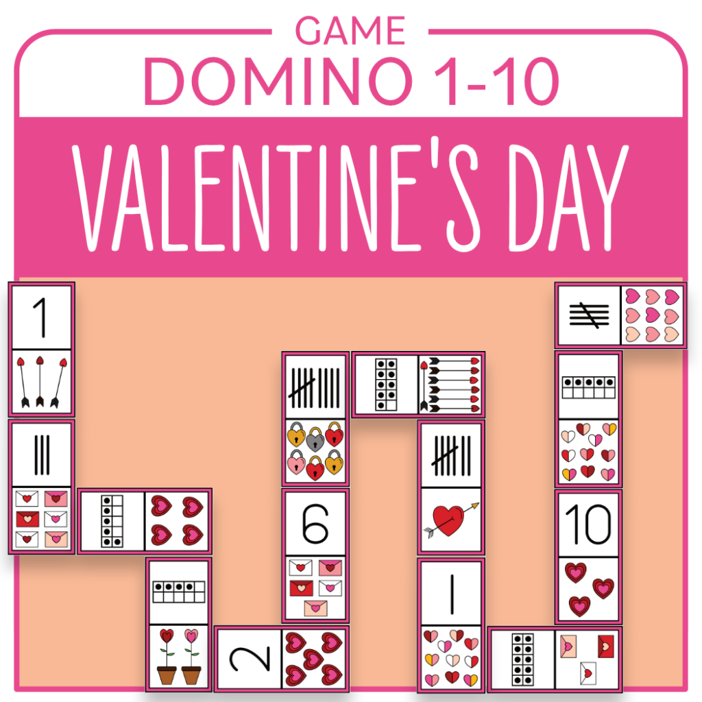 Valentine's Day Domino - Game Counting 1-10 - Numbers, Ten Frames and ...