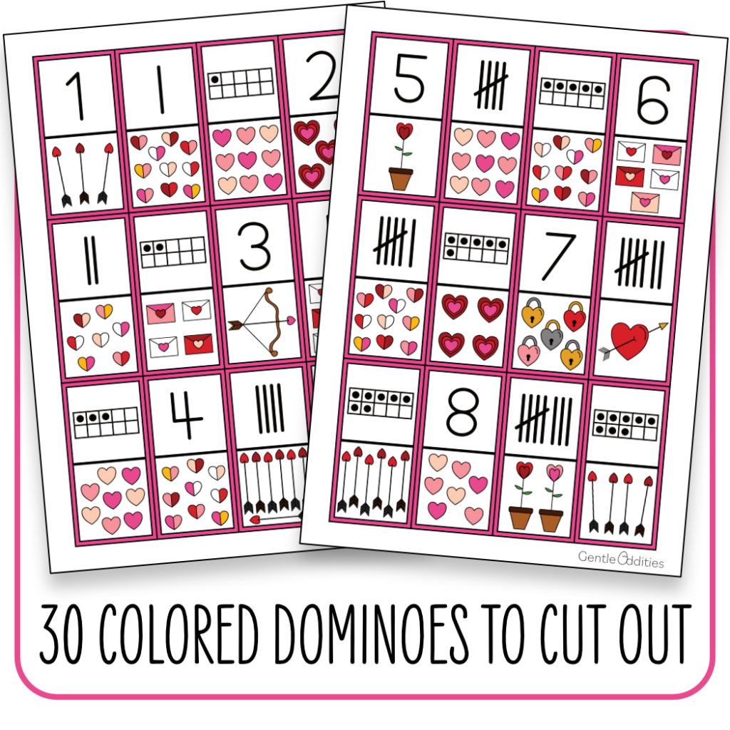 Valentine's Day Domino - Game Counting 1-10 - Numbers, Ten Frames and ...