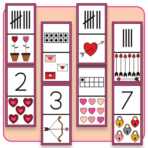 Valentine's Day Domino - Game Counting 1-10 - Numbers, Ten Frames and ...