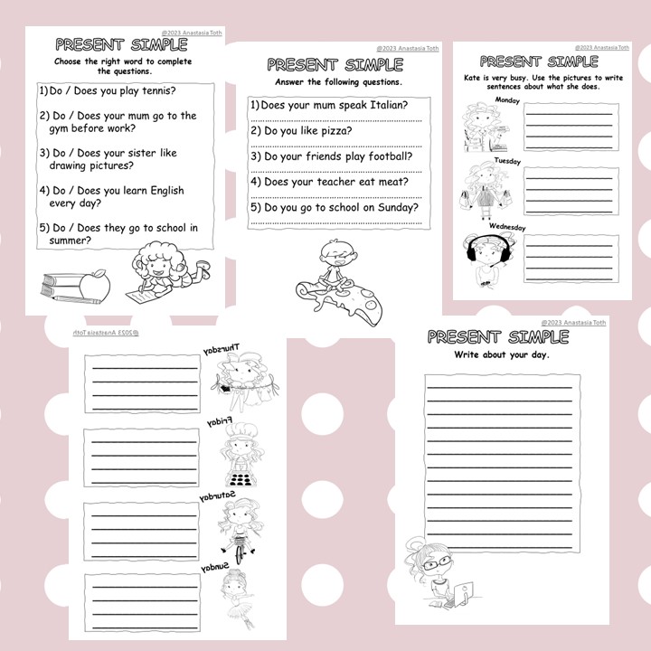 PRESENT SIMPLE Worksheets ESL EFL English Printable Grammar Activities
