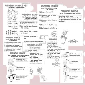 PRESENT SIMPLE worksheets ESL EFL English printable grammar activities ...