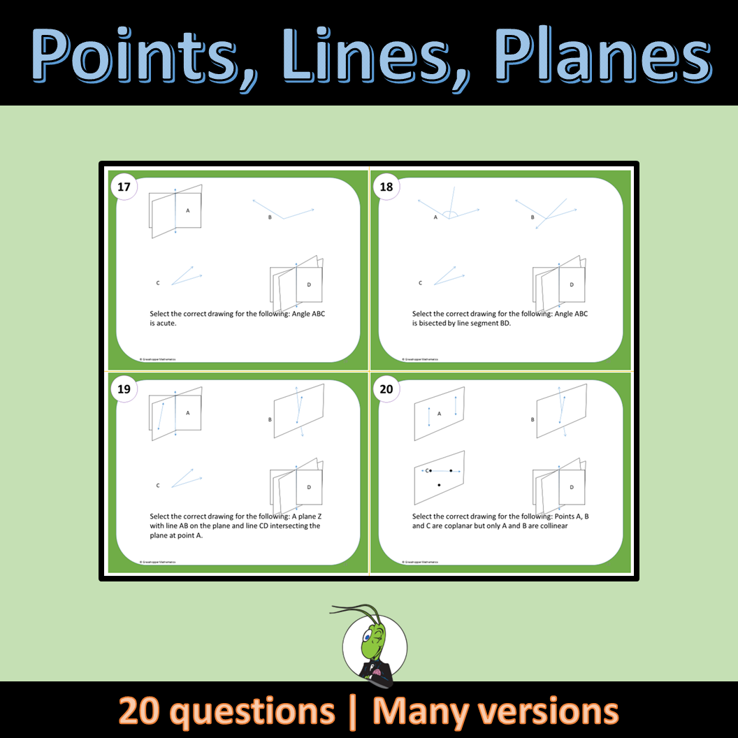 Geometry Vocabulary Drawing Task Cards | Points, Lines, Planes | Google ...