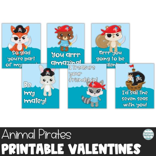 Animal Pirates Printable Valentine’s Day Cards for Students Class ...