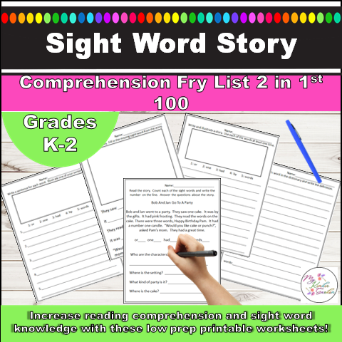 Fry Sight Word Reading Comprehension Worksheets | List 2 Fluency ...