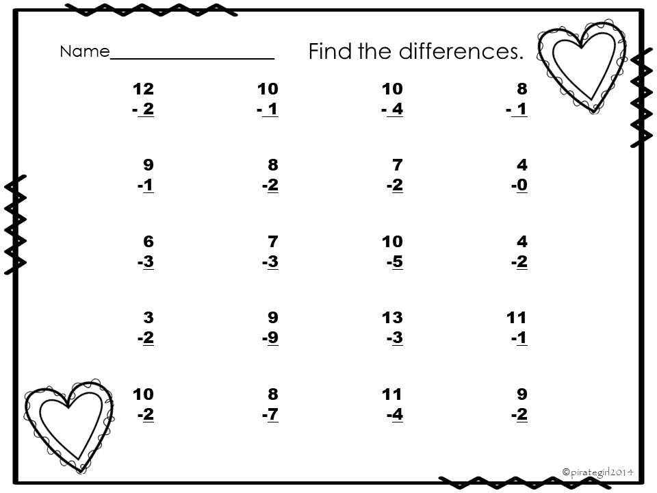 Valentine Hearts Subtraction Game | Made By Teachers