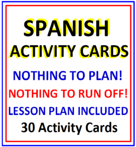 Spanish Activity Cards WITH Lesson Plan (30 Cards) | Made By Teachers