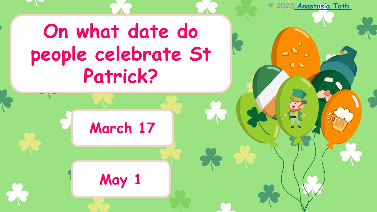 ST PATRICK'S DAY interactive game | Culture ESL EFL activities quiz ...
