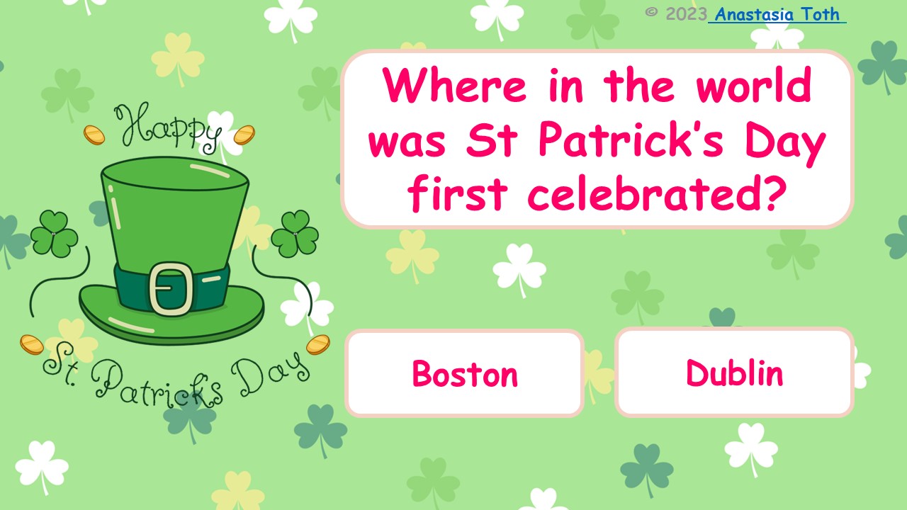 ST PATRICK'S DAY interactive game | Culture ESL EFL activities quiz ...