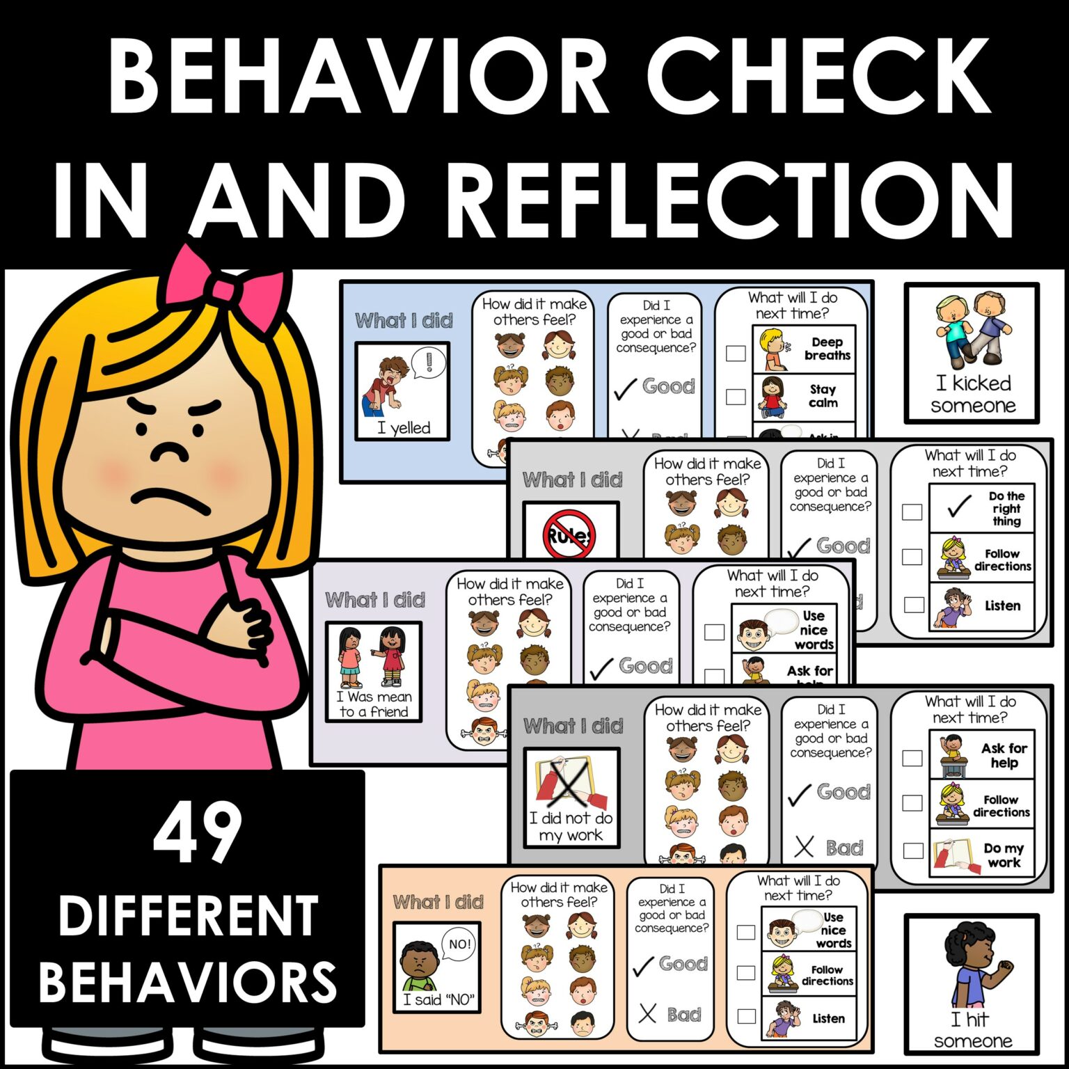 Behavior reflection check in self regulation social skills activities ...