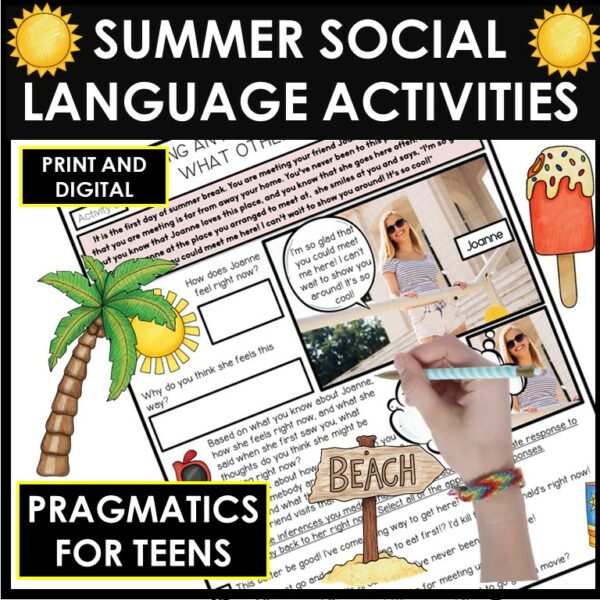 Social pragmatic language activities teens social skills print digital ...