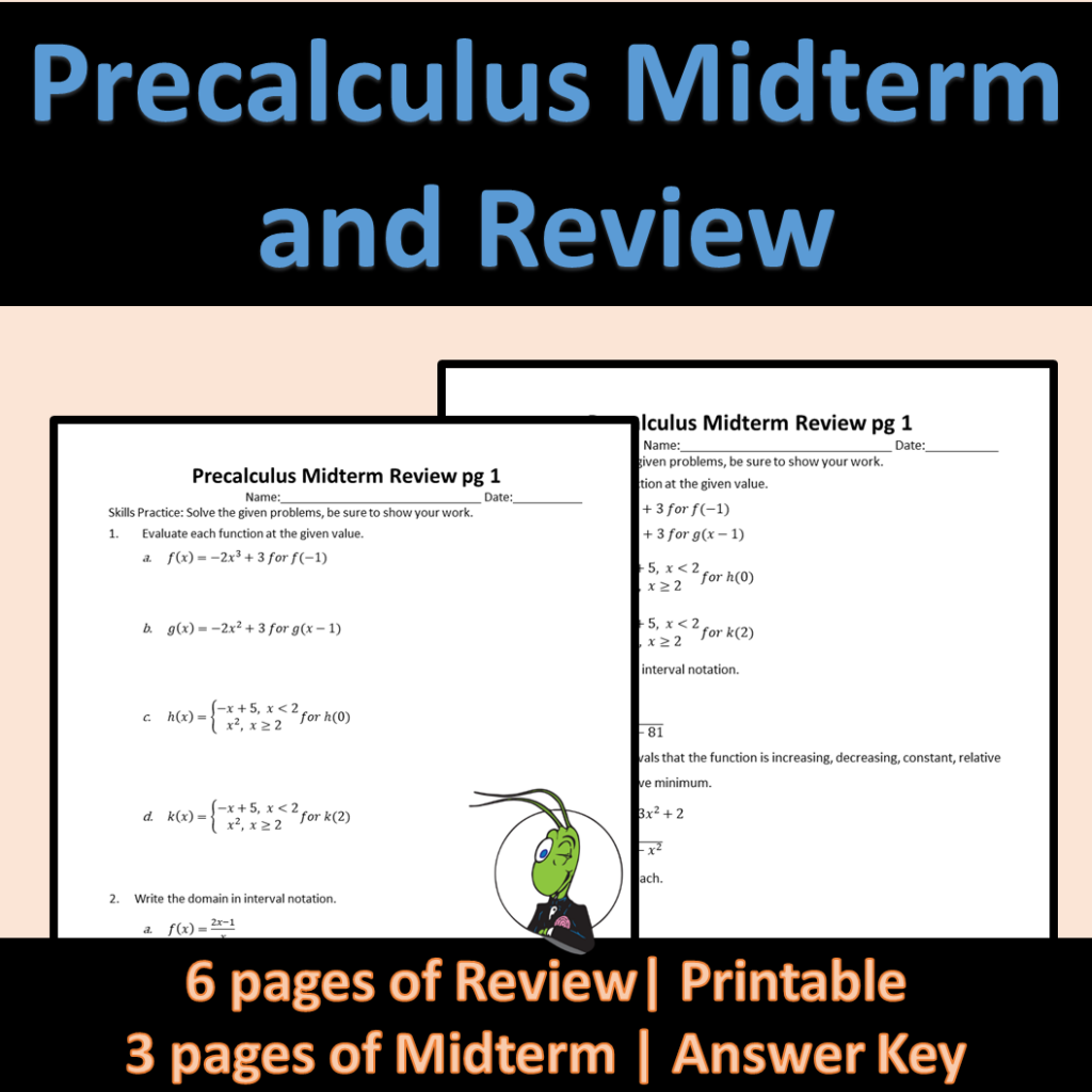 Precalculus Midterm and Review | Functions | Exp. Logs | Trig Functions ...