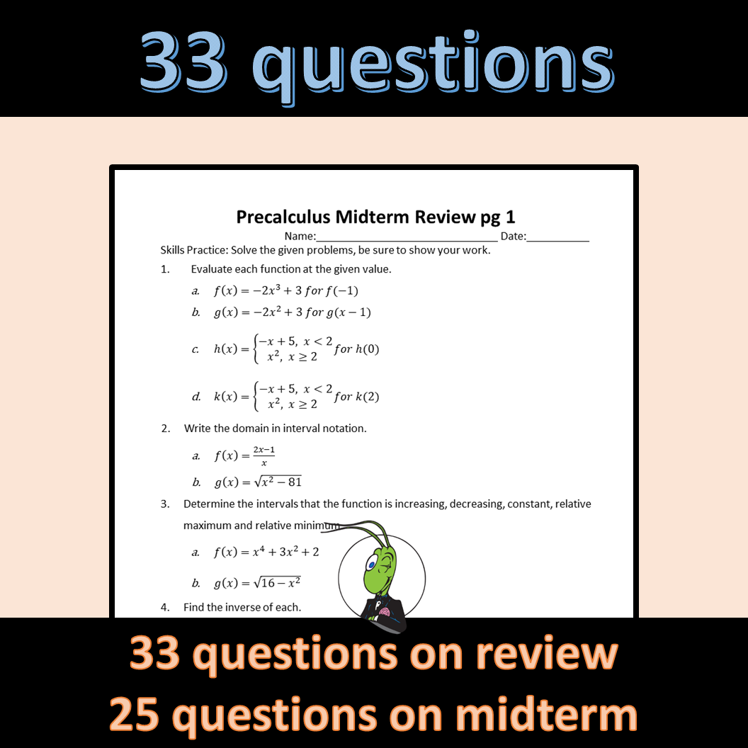 Precalculus Midterm and Review | Functions | Exp. Logs | Trig Functions | Made By Teachers
