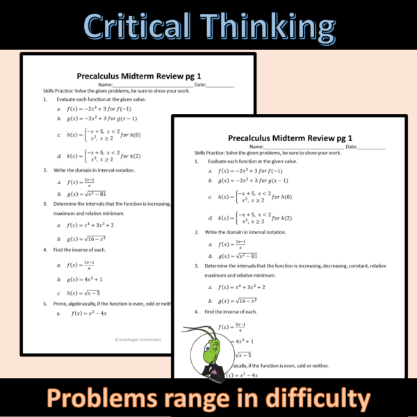 Precalculus Midterm and Review | Functions | Exp. Logs | Trig Functions ...
