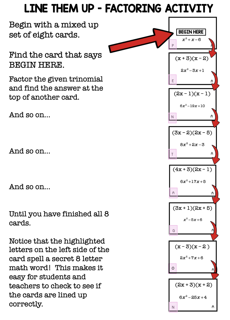 Algebra Factoring Trinomials Activity | Made By Teachers