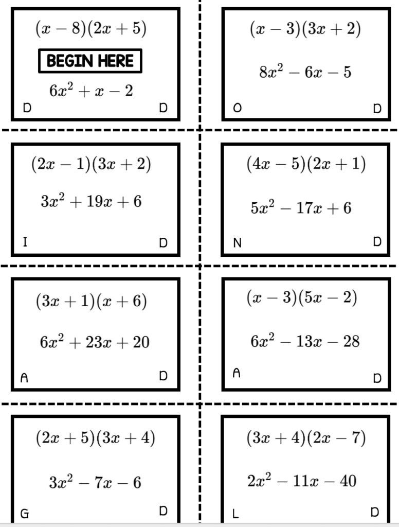 Algebra Factoring Trinomials Activity | Made By Teachers
