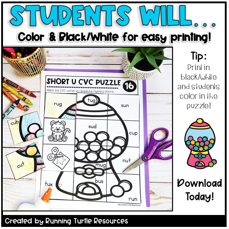 CVC Word Mystery Puzzles | Made By Teachers