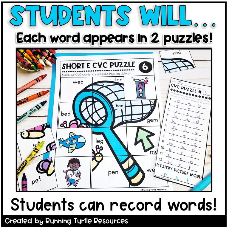 CVC Word Mystery Puzzles | Made By Teachers