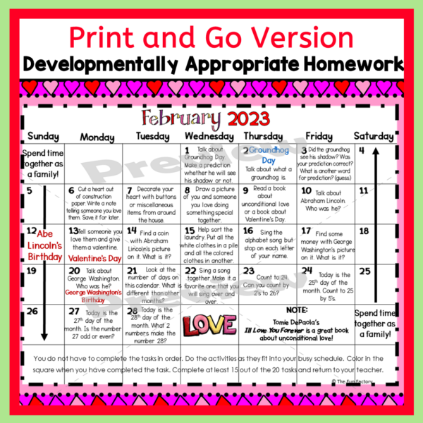 FREE EDITABLE Homework Calendar | PreK and Kindergarten Homework ...