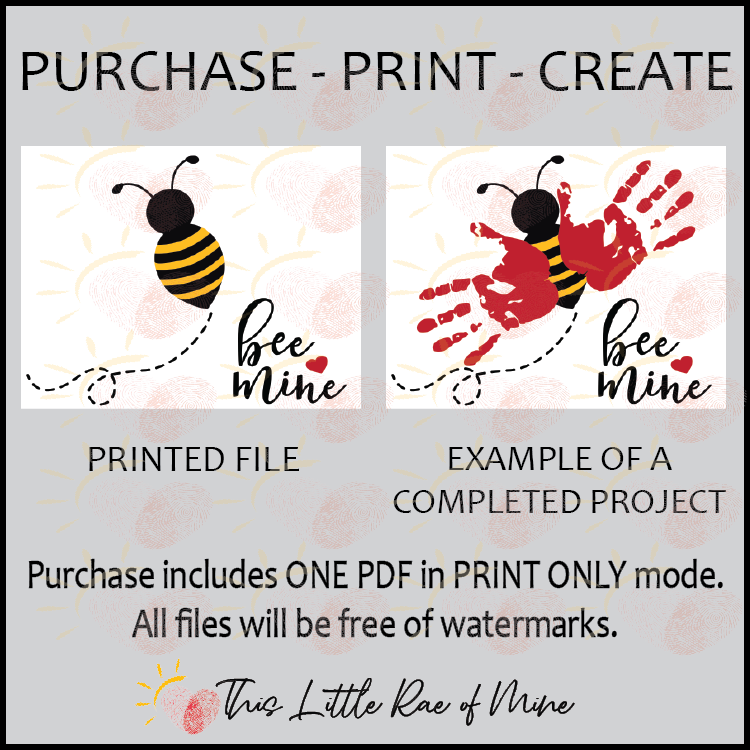 Bee Mine - Bumble Bee - Valentine's Day - printable - Handprint art ...
