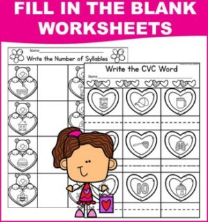 Valentines Day Phonics Worksheets February Kindergarten First Grade ...
