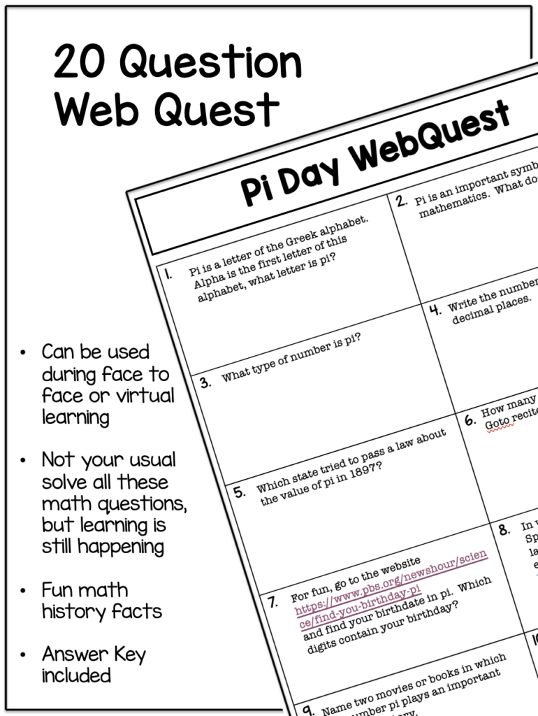 Pi Day Activity Webquest and Word Search | Made By Teachers