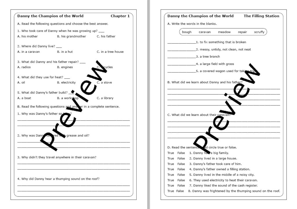Roald Dahl "Danny the Champion of the World" worksheets | Made By Teachers
