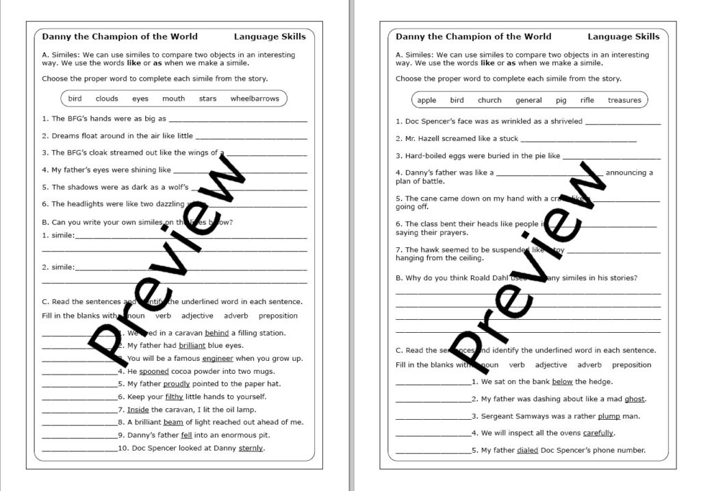 Roald Dahl "Danny the Champion of the World" worksheets | Made By Teachers