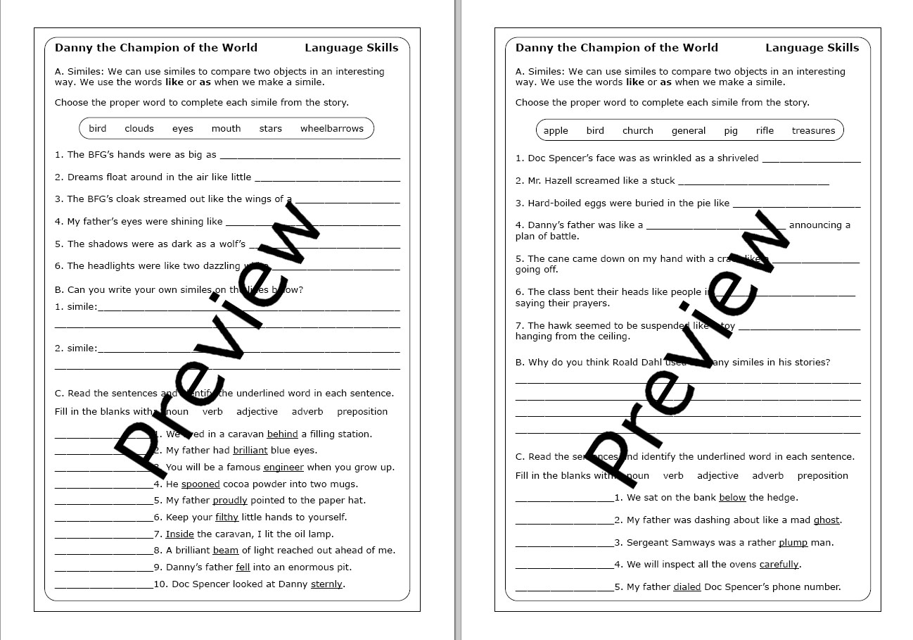 Roald Dahl "Danny the Champion of the World" worksheets | Made By Teachers