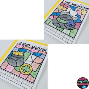 3 Digit Addition and Subtraction Color by Number Spring Coloring Pages ...