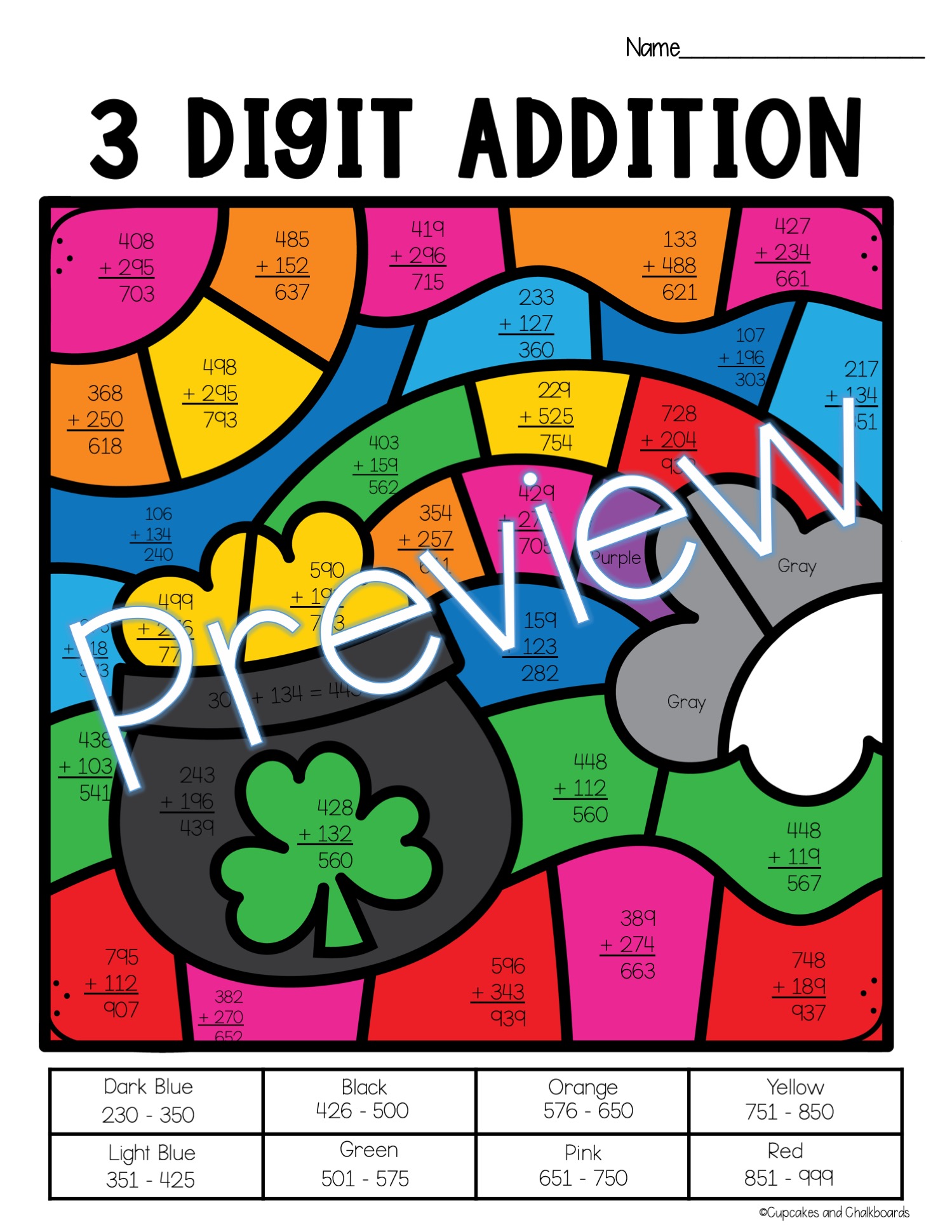 3 Digit Addition and Subtraction Color by Number Spring Coloring Pages ...
