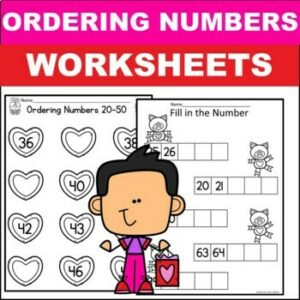 Valentine's Day Ordering Numbers to 120 Math Worksheets February | Made ...