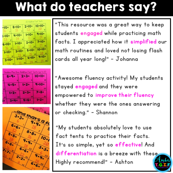 Fact Fluency Tents FREE Flash Cards & Worksheet Alternative | Add ...